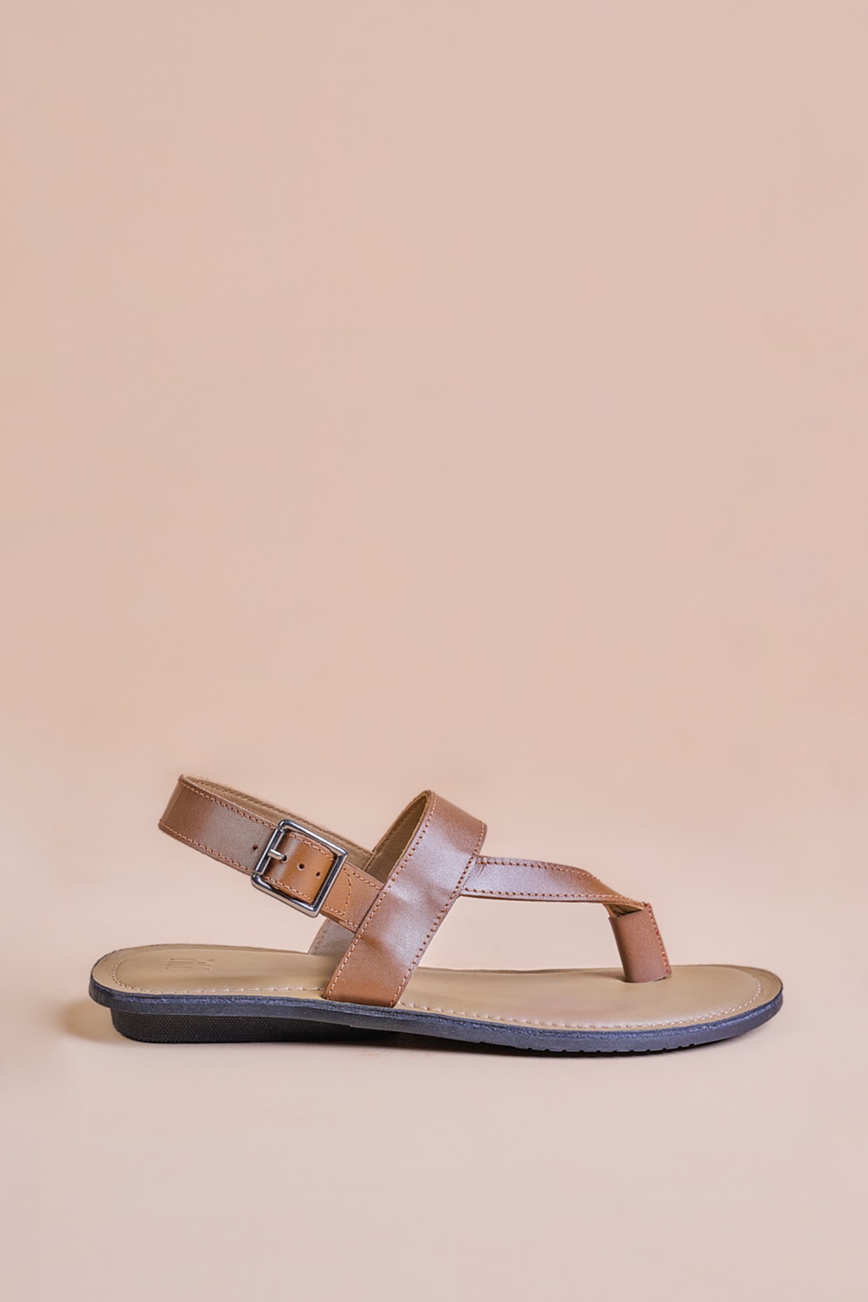 Tan Leather Sandals by TASVA at Pernia's Pop Up Shop 2025