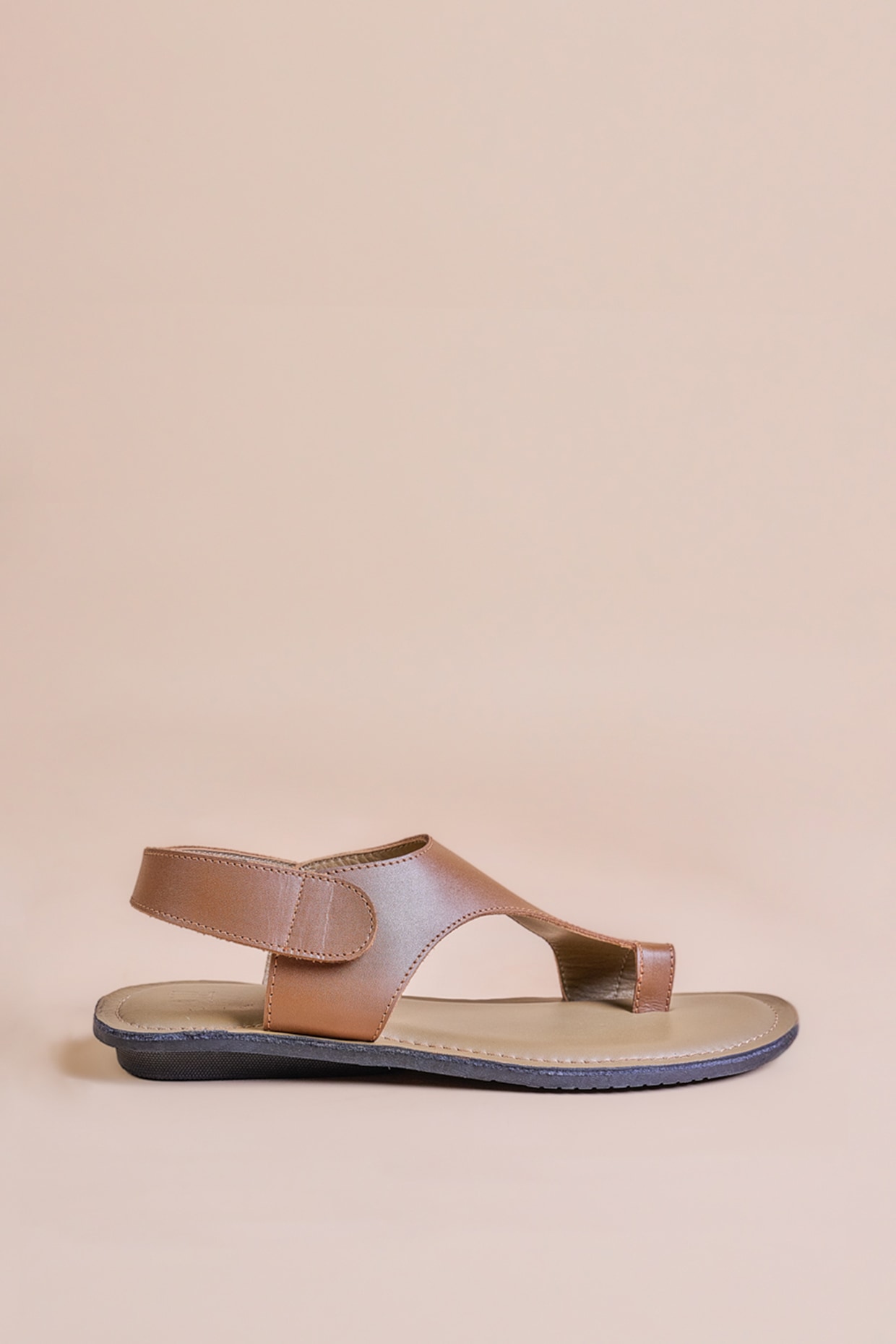 Tan Leather Sandals by TASVA at Pernia's Pop Up Shop 2025