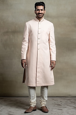 Buy peach color sherwani for men Online from Indian Designers 2024