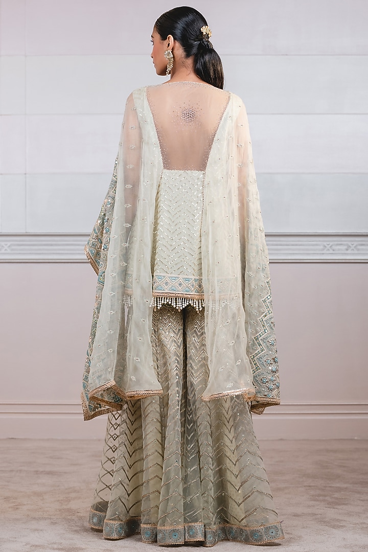 Mint Aari Embroidered Kalidar Sharara Set by Tarun Tahiliani at Pernia ...