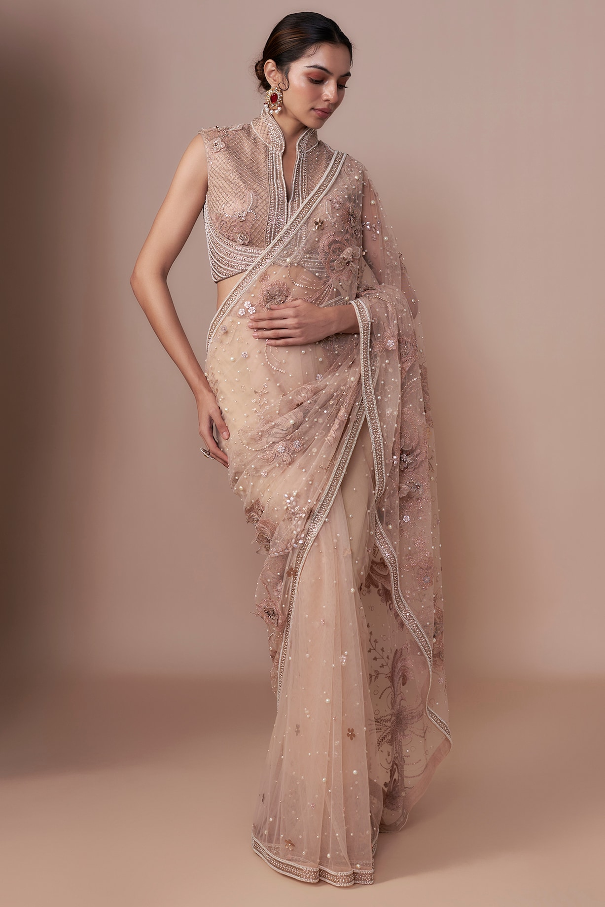 English Rose Net Hand Work Saree Set by Tarun Tahiliani at Pernia's Pop ...
