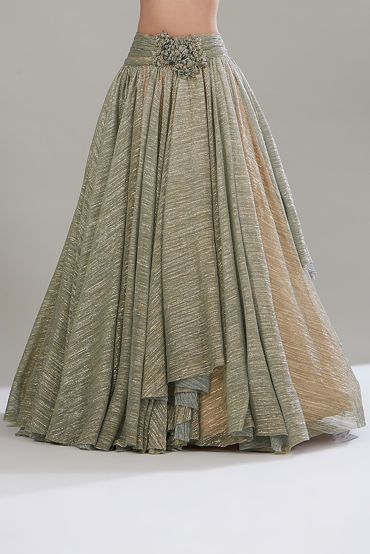 Silver Crinkle Net Lehenga Set Design by Tarun Tahiliani at Pernia's ...