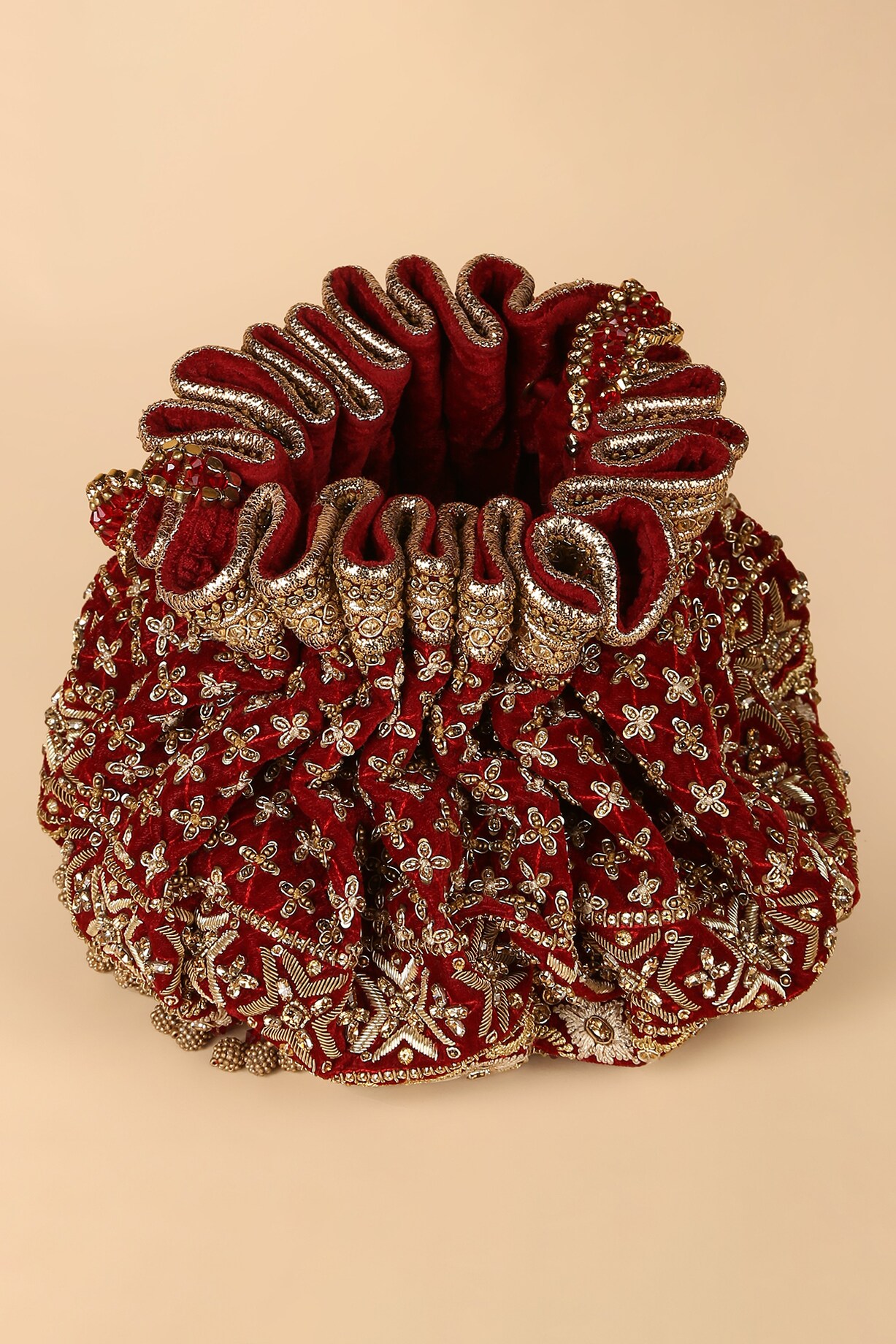 Ivory Bead Hand Embroidered Potli Design by Tarun Tahiliani at Pernia's ...