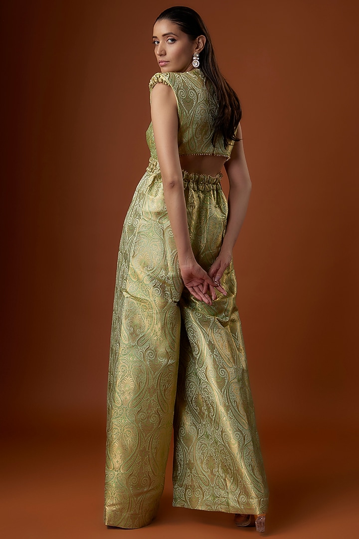Green Brocade Jewels Embroidered Jumpsuit Design by Tarun Tahiliani at ...