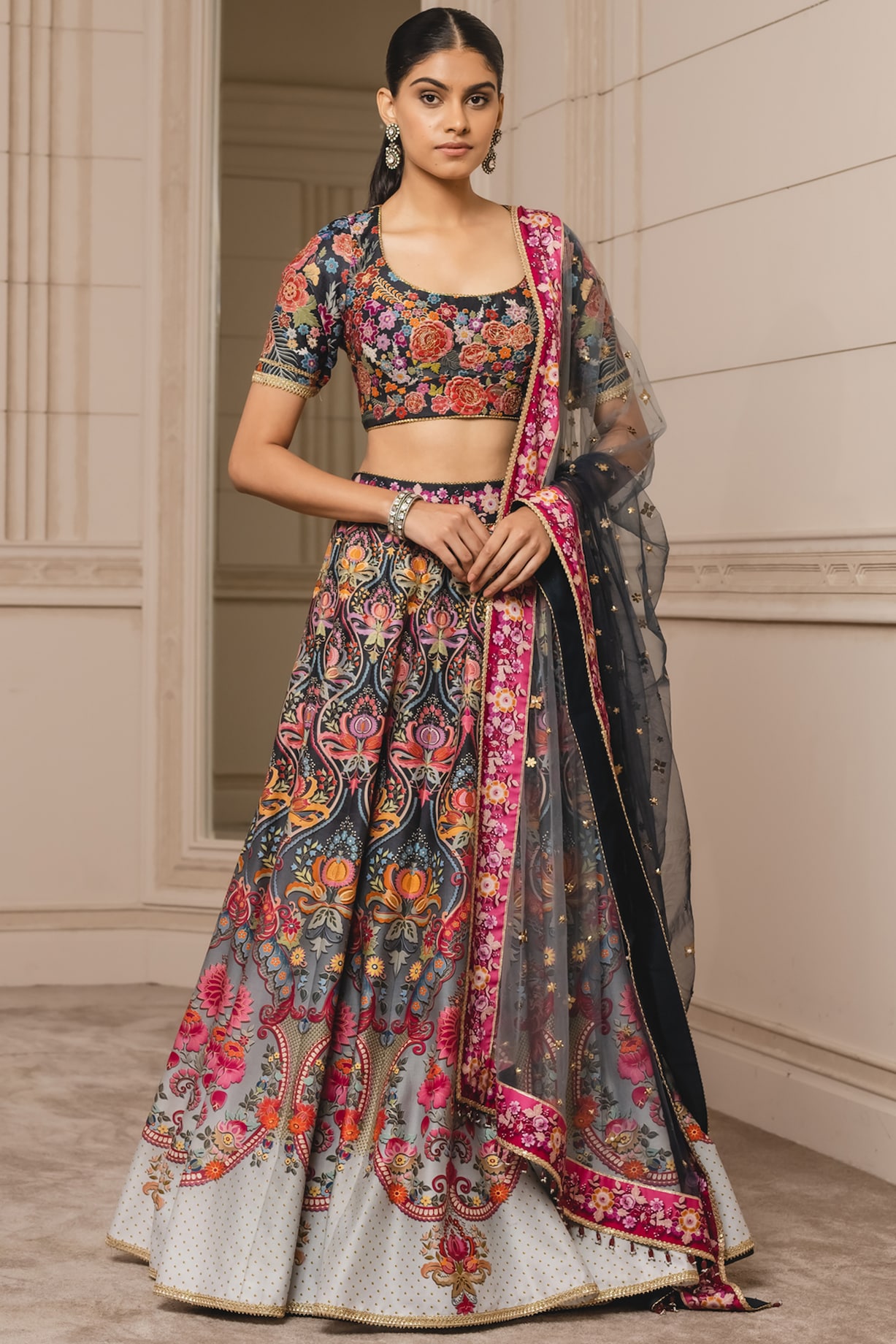 Multi-Colored Floral Printed Wedding Lehenga Set by Tarun Tahiliani at ...