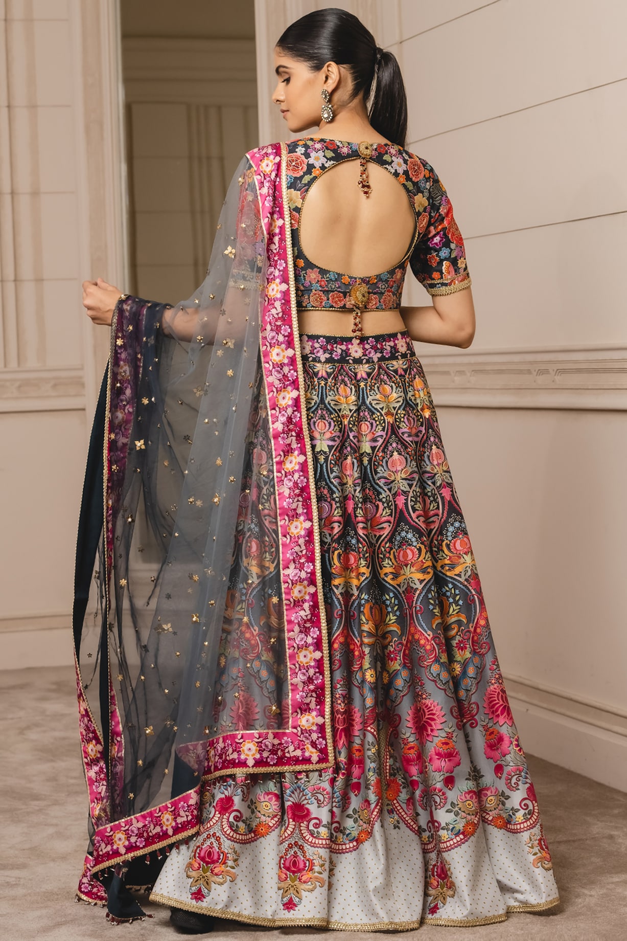 Multi-Colored Floral Printed Wedding Lehenga Set by Tarun Tahiliani at ...