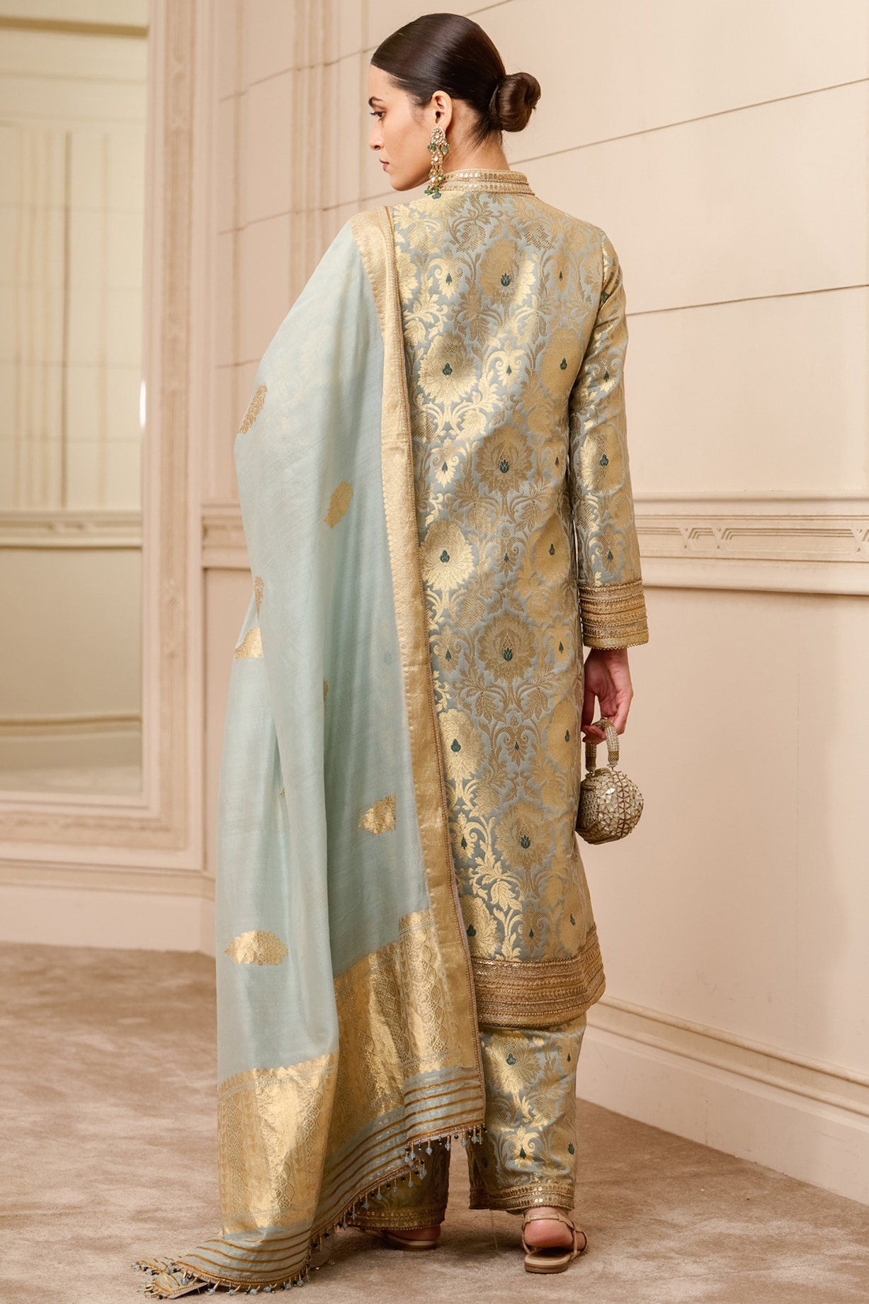 Oyster Brocade Kurta Set by Tarun Tahiliani at Pernia's Pop Up Shop 2026