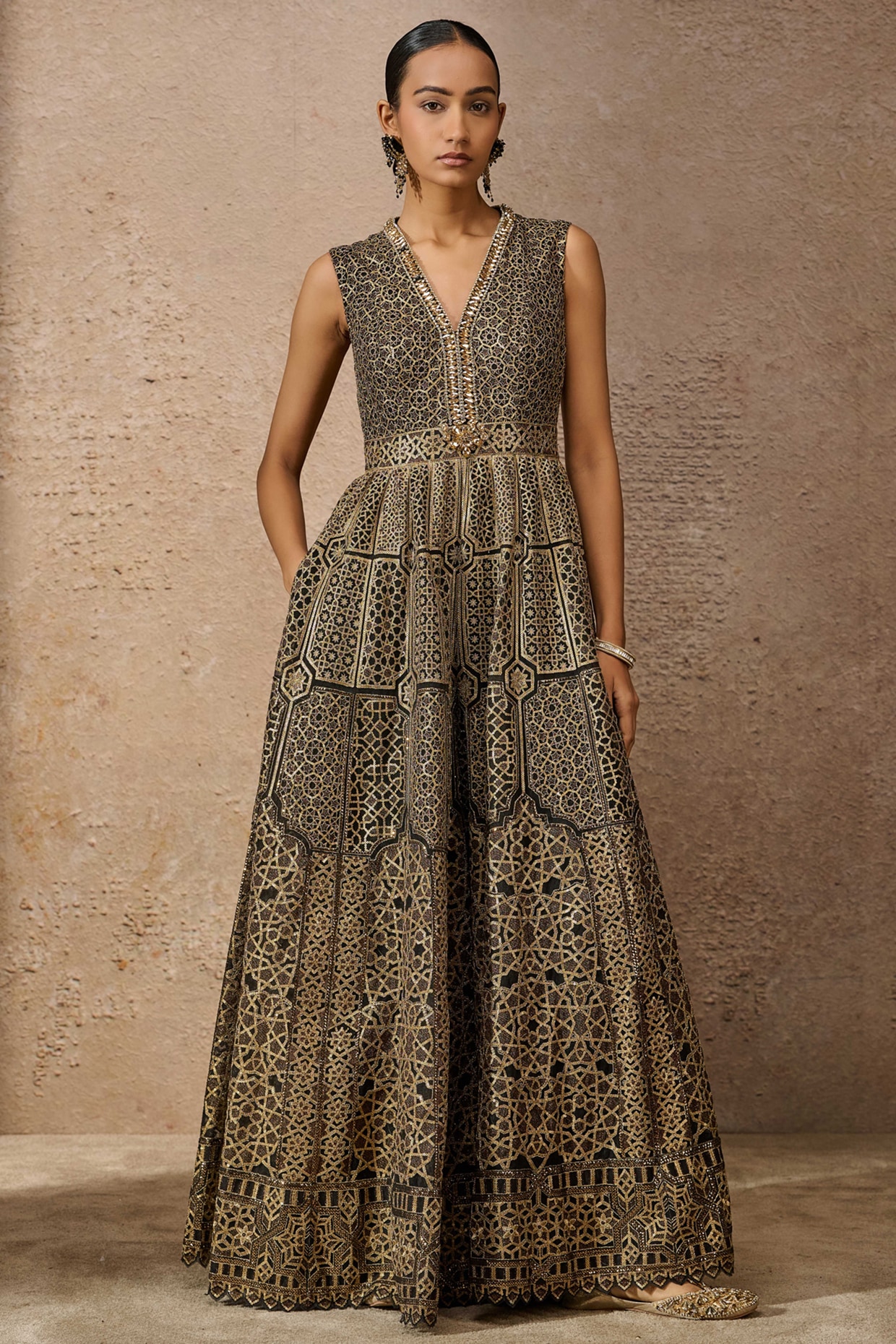 Black Tulle Sequins Embroidered Jumpsuit by Tarun Tahiliani at Pernia's ...