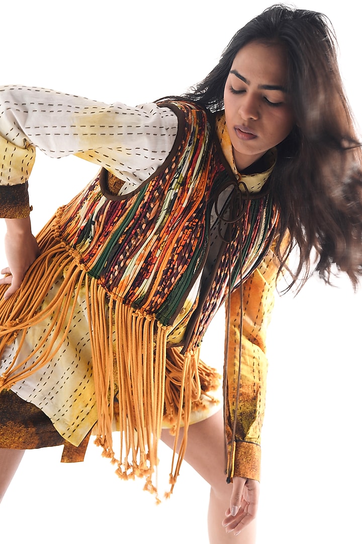 Multi-Colored Upcycling Cotton Digital Printed Jacket by TIL BY AV - at ...