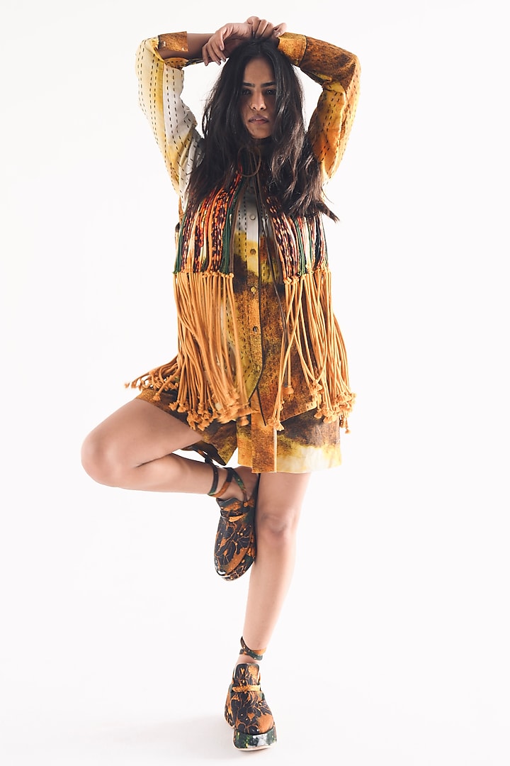 Multi-Colored Upcycling Cotton Digital Printed Jacket by TIL BY AV - at ...