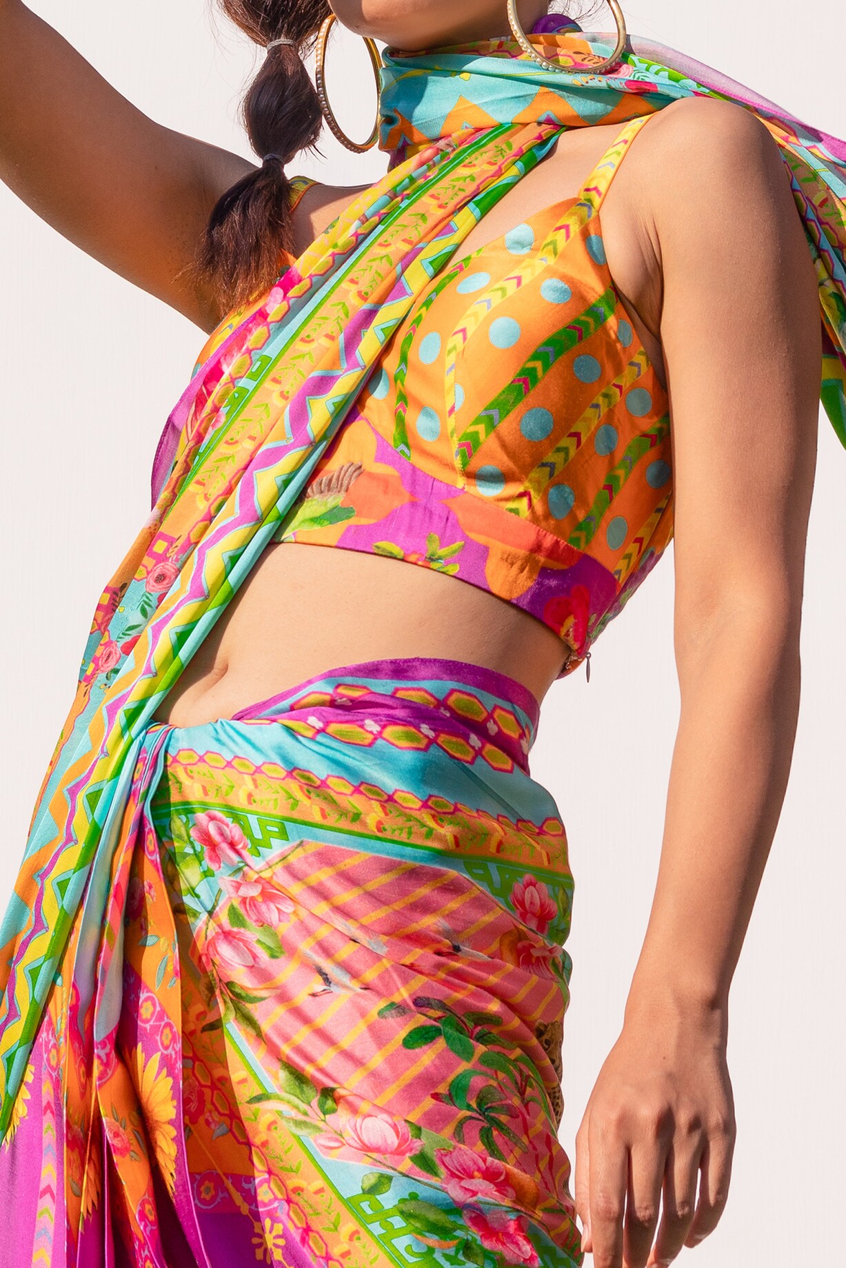 Multi-Colour Satin Silk Saree Design by The Boozy Button at Pernia's ...