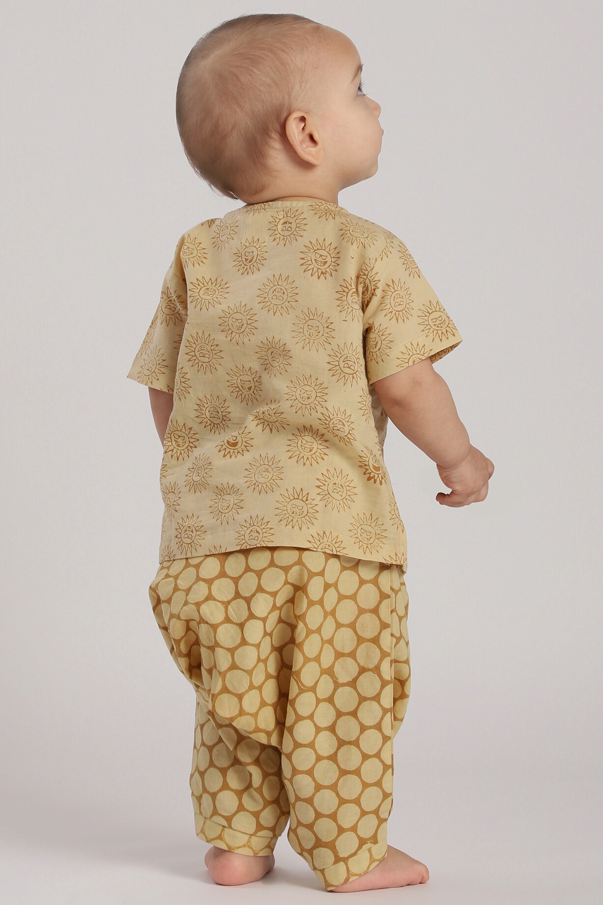 Mustard Cotton Hand-Block Printed Pant Set by The Baby Label at Pernia ...