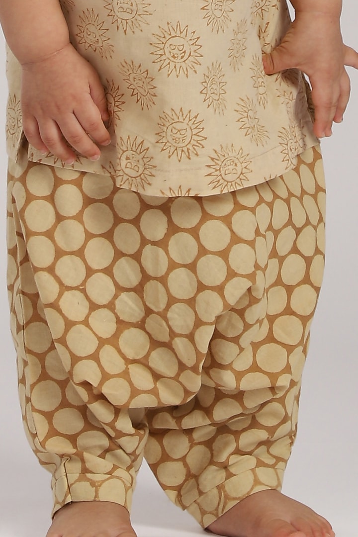 Mustard Cotton Hand-Block Printed Pant Set by The Baby Label at Pernia ...