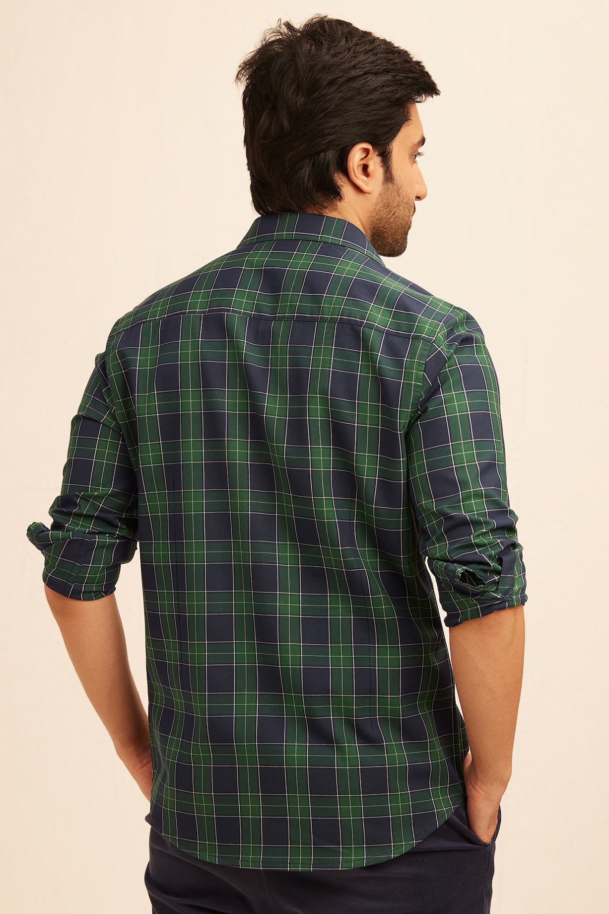 Buy The Bleu Label Green Cotton Checkered Shirt at Pernia'sPopUpShopMen ...