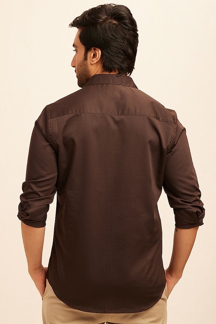 Buy The Bleu Label Brown Satin Shirt at Pernia'sPopUpShopMen 2022