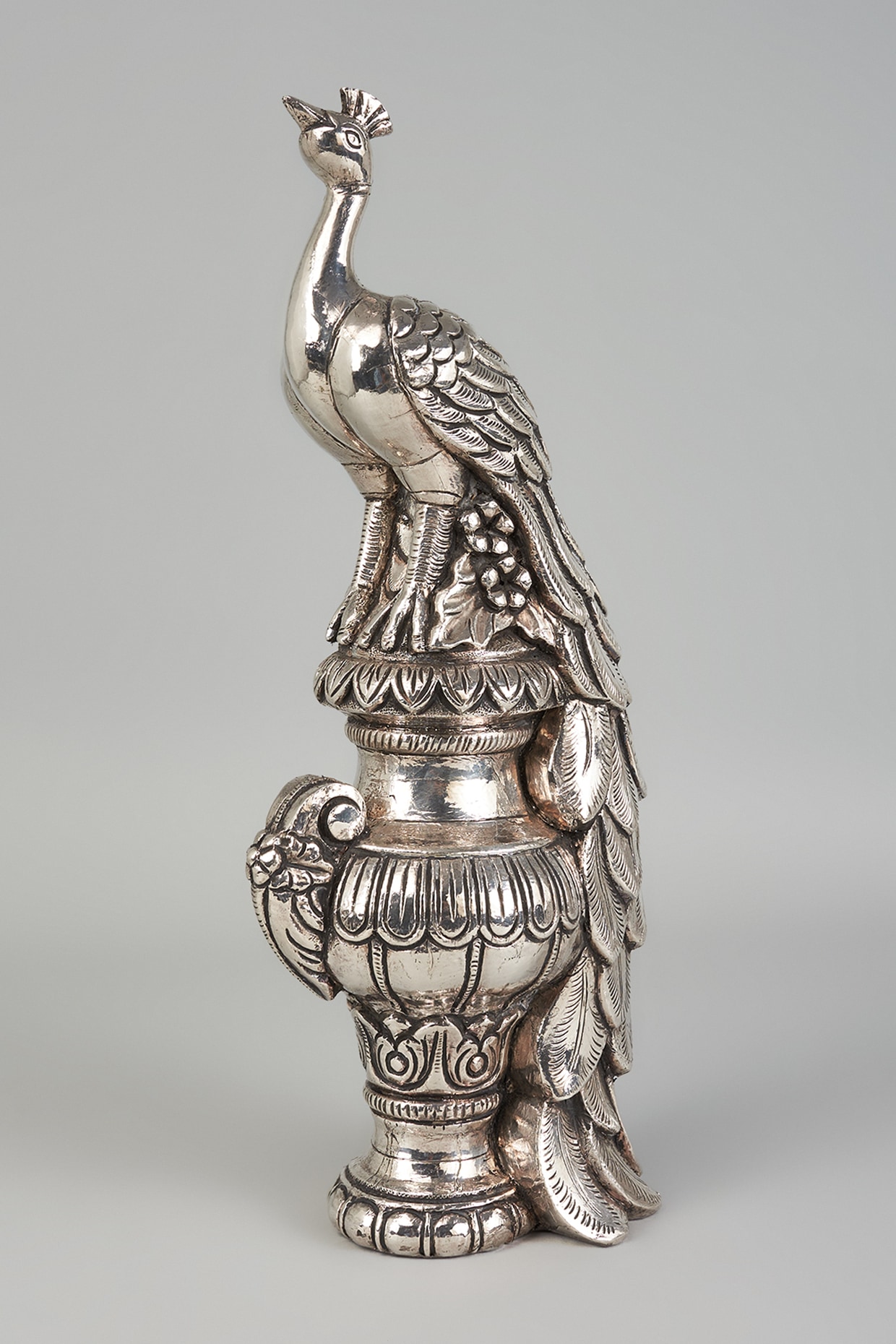 Pure Silver Cladded Peacock On Vase Showpiece by Creative Grains ...