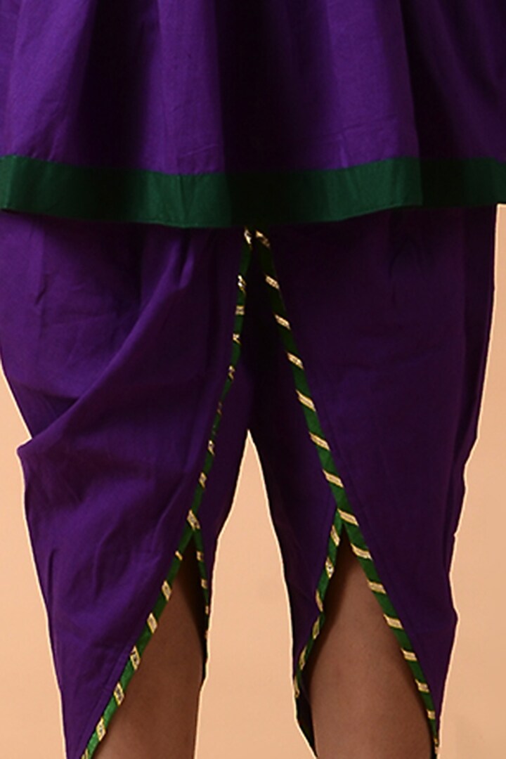 Cadmium Violet Mulmul Cotton Dhoti Set For Girls by THE COTTON STAPLE ...