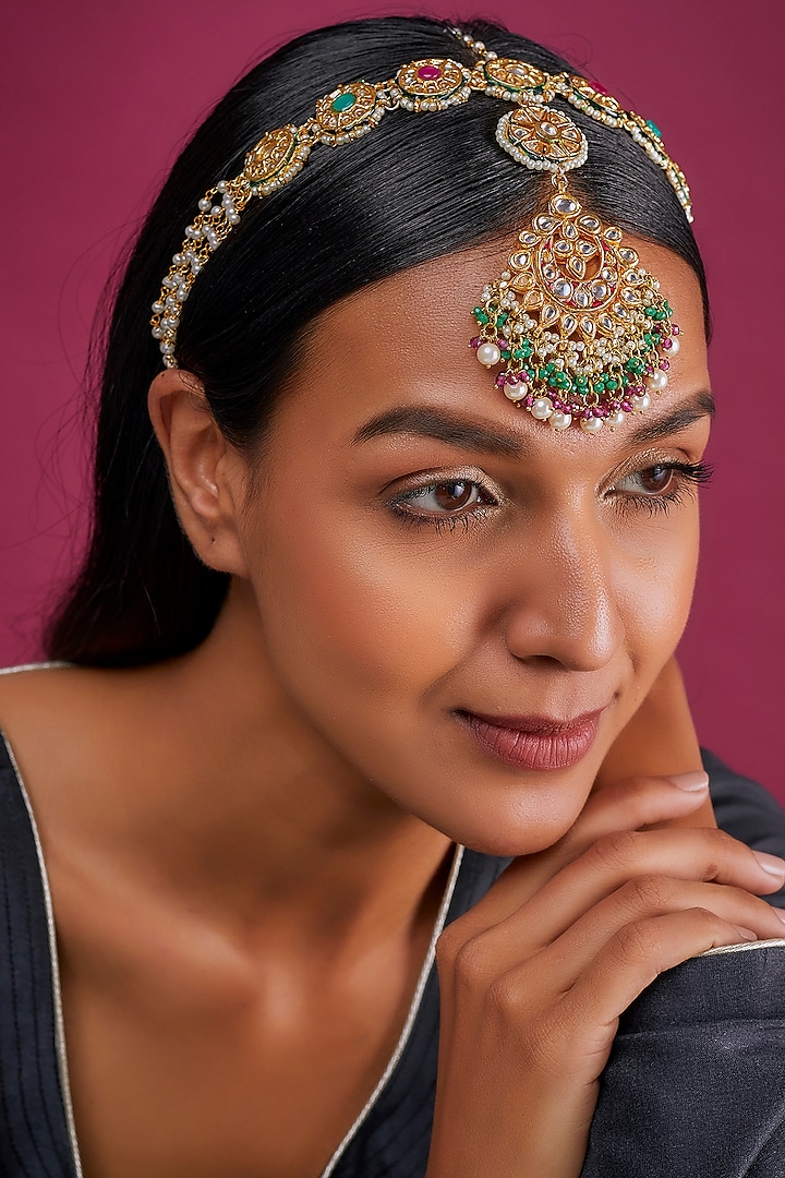 Gold Finish Multi-Colored Imitation Kundan Matha Patti by Tad ...