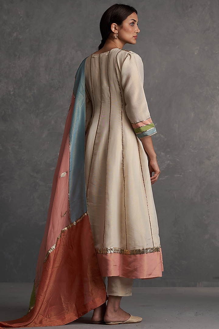 Cream Tissue Silk Anarkali Set Design by Affroz at Pernia's Pop Up Shop ...