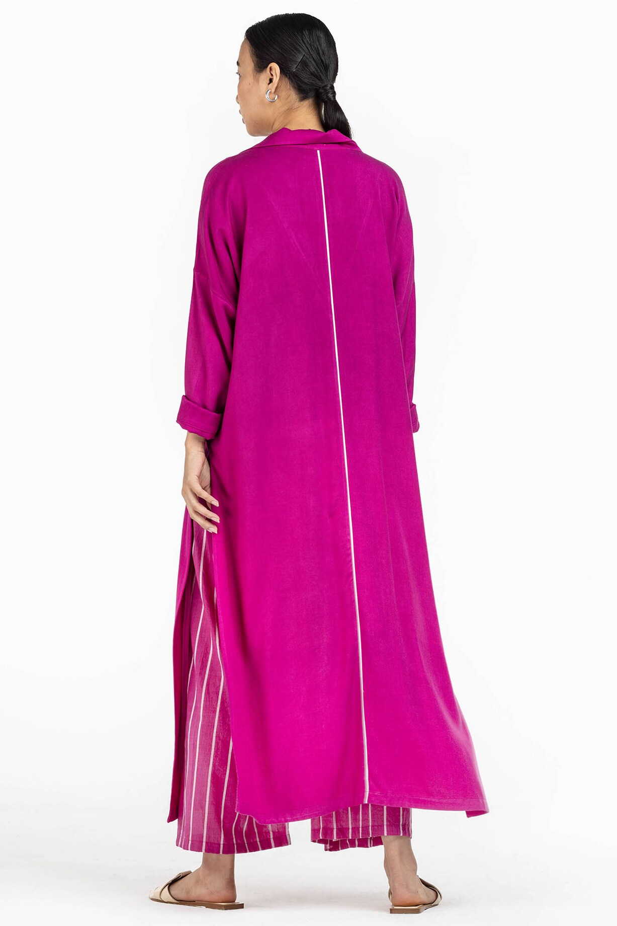 Hot Pink Tencel Tunic Set by Three at Pernia's Pop Up Shop 2025