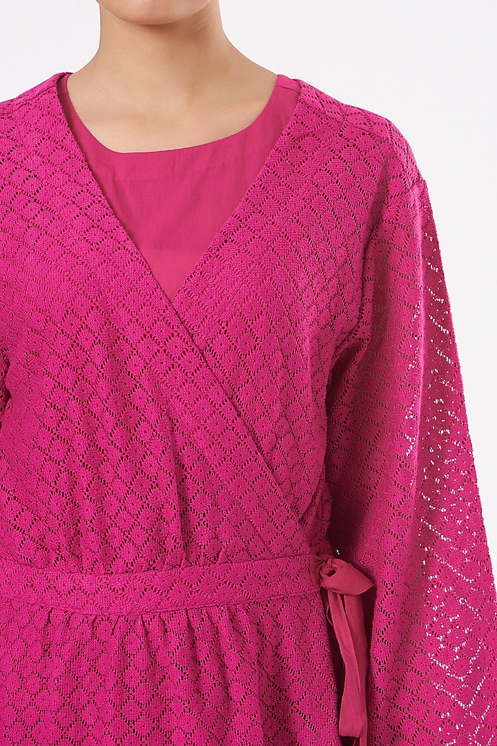 Fuchsia Lace Wrap Dress With Slip by Three at Pernia's Pop Up Shop 2026