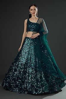 Blue Silk Hand Embroidered Lehenga Set Design by Angad Singh at Pernia ...