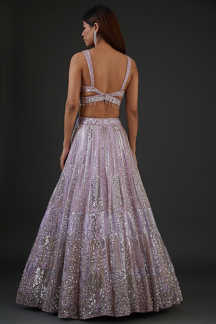 Lavender Organza Embroidered Bridal Lehenga Set by Angad Singh at ...