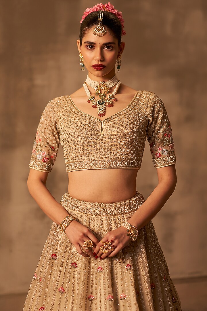 Ivory Organza Embroidered Bridal Lehenga Set by Angad Singh at Pernia's ...