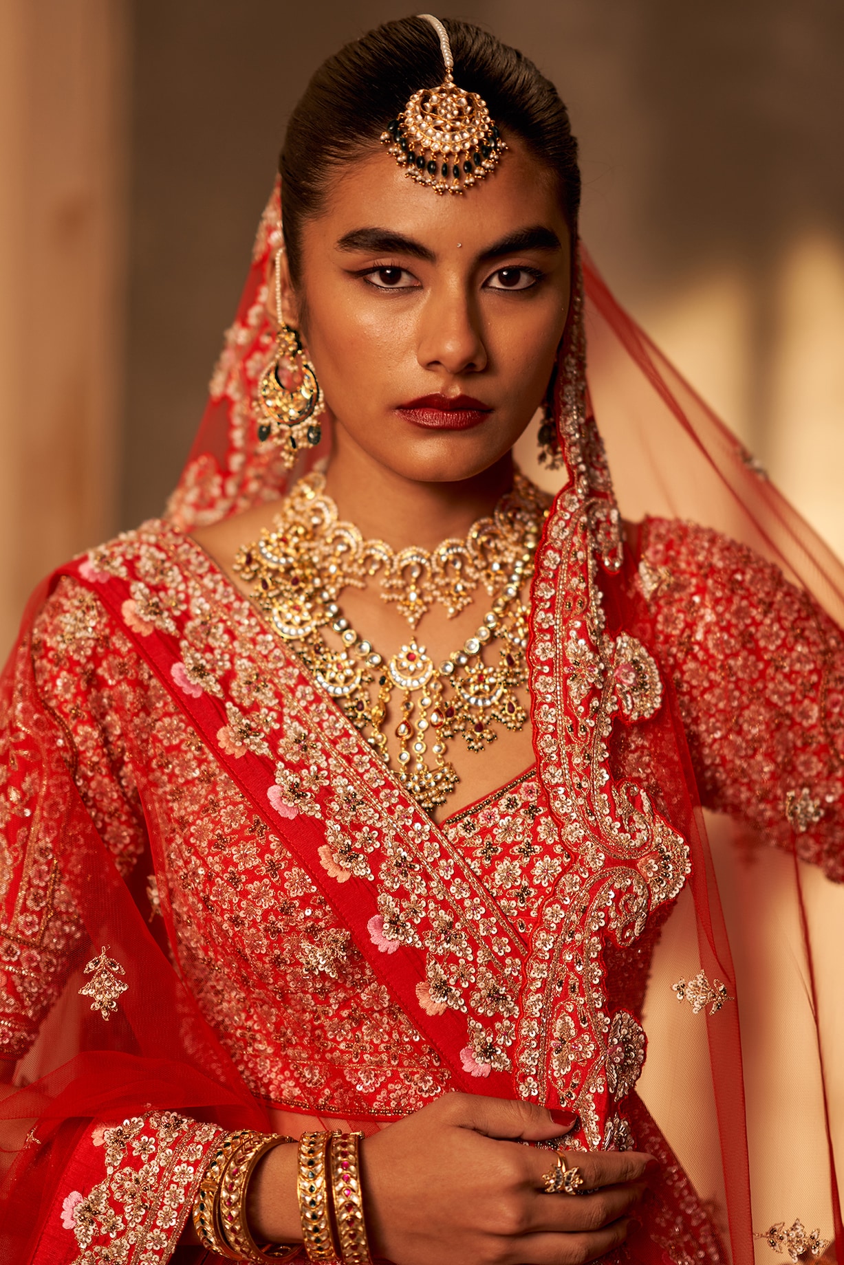 Red Raw Silk Embroidered Bridal Lehenga Set by Angad Singh at Pernia's Pop Up Shop 2025