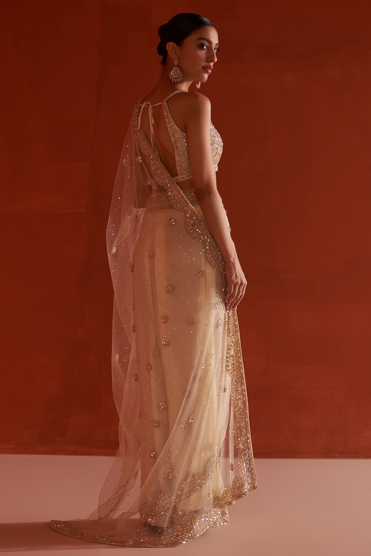 Gold Net Embroidered Saree Set by Angad Singh at Pernia's Pop Up Shop 2025