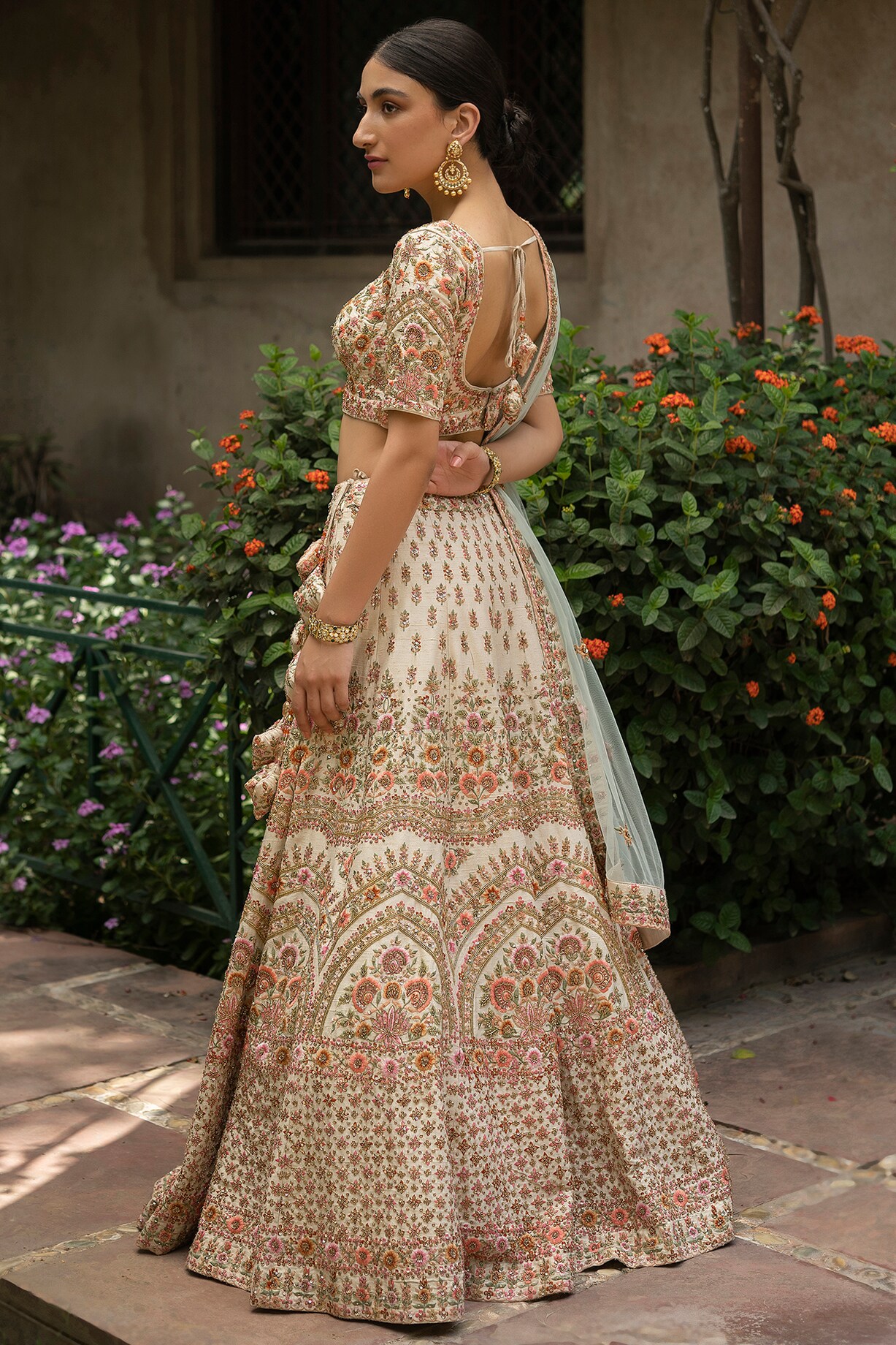 Ivory Raw Silk Embroidered Wedding Lehenga Set by Angad Singh at Pernia ...