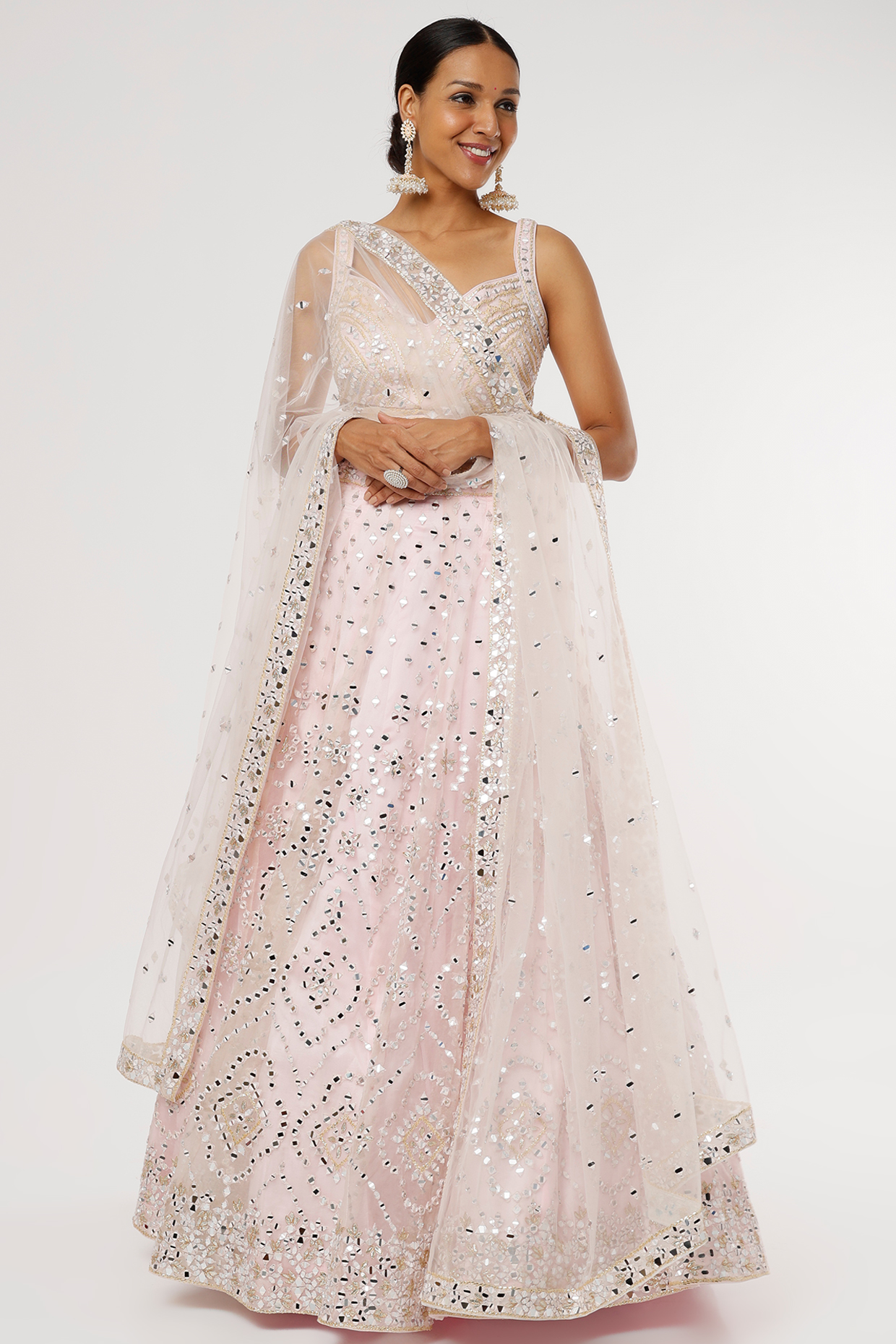 Pink Net Embroidered Wedding Lehenga Set By Angad Singh At Pernias Pop