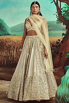 Gold Organza Hand Embroidered Lehenga Set Design by Angad Singh at ...