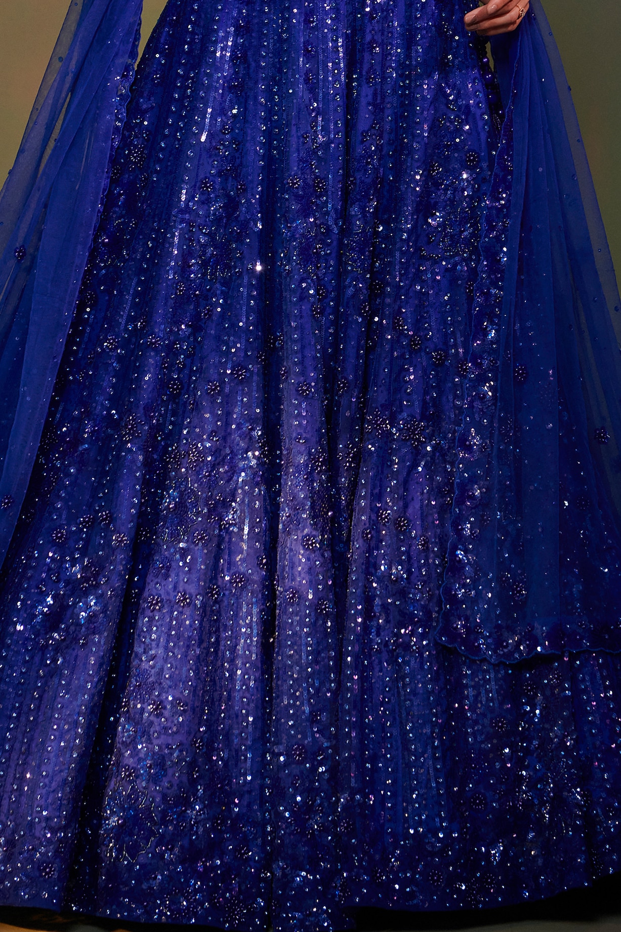 Electric Blue Organza Embroidered Wedding Lehenga Set by Angad Singh at ...