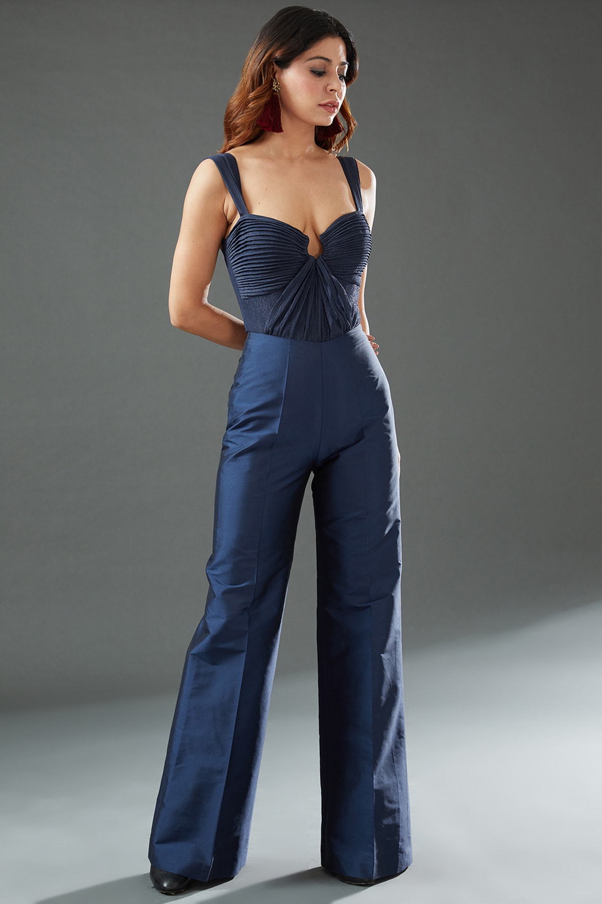 Navy Blue Taffeta Silk Co-Ord Set by Tisharth by Shivani at Pernia's ...