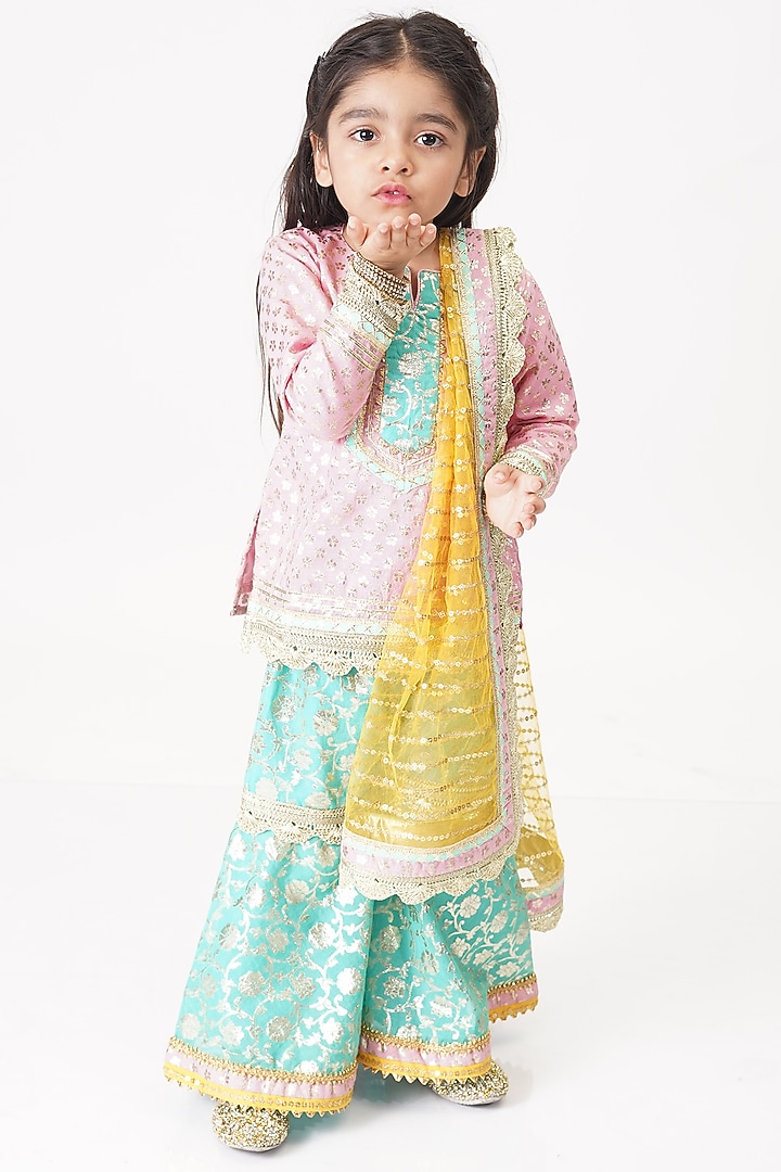 Green Embroidered Sharara Set For Girls Design by TinyPants at Pernia's ...