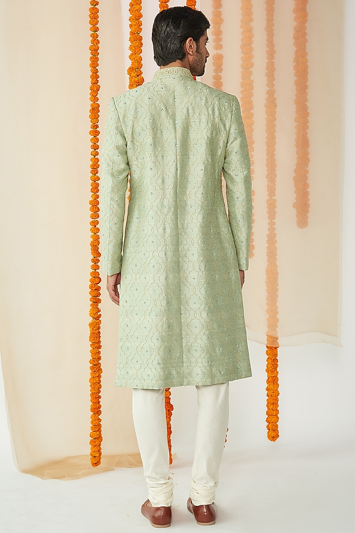 Sage Green Embroidered Groom Sherwani Set by TISASTUDIO at Pernia's Pop ...