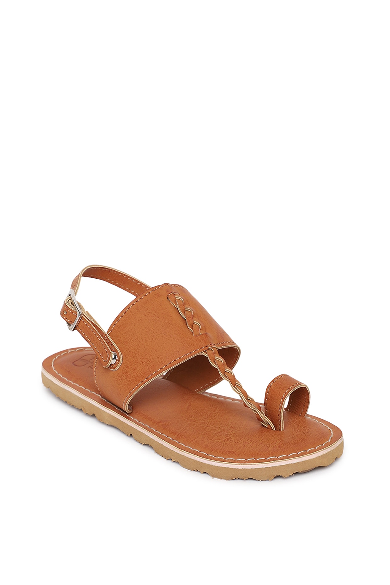 Tan Brown Handcrafted Kolhapuri Sandals For Boys by Tiber Taber ...
