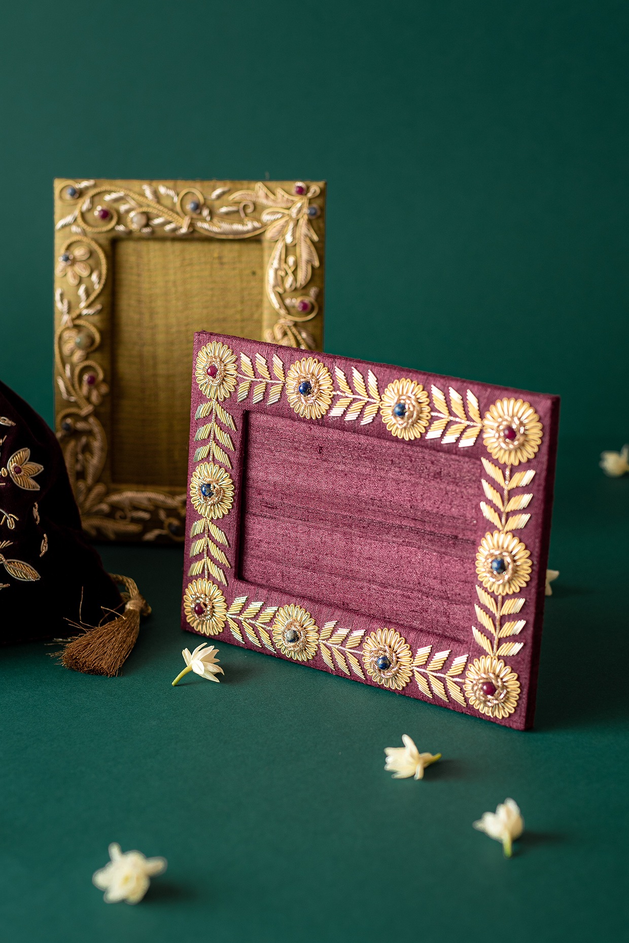 Red Kusum Zardozi Photo Frame by The India Craft Project at Pernia's ...