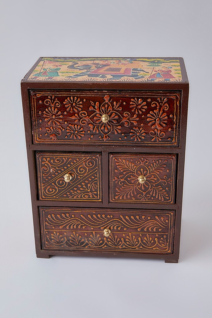 Brown Wooden Drawer Set With Cabinet by The Khabiyas Trunk by KJ at ...