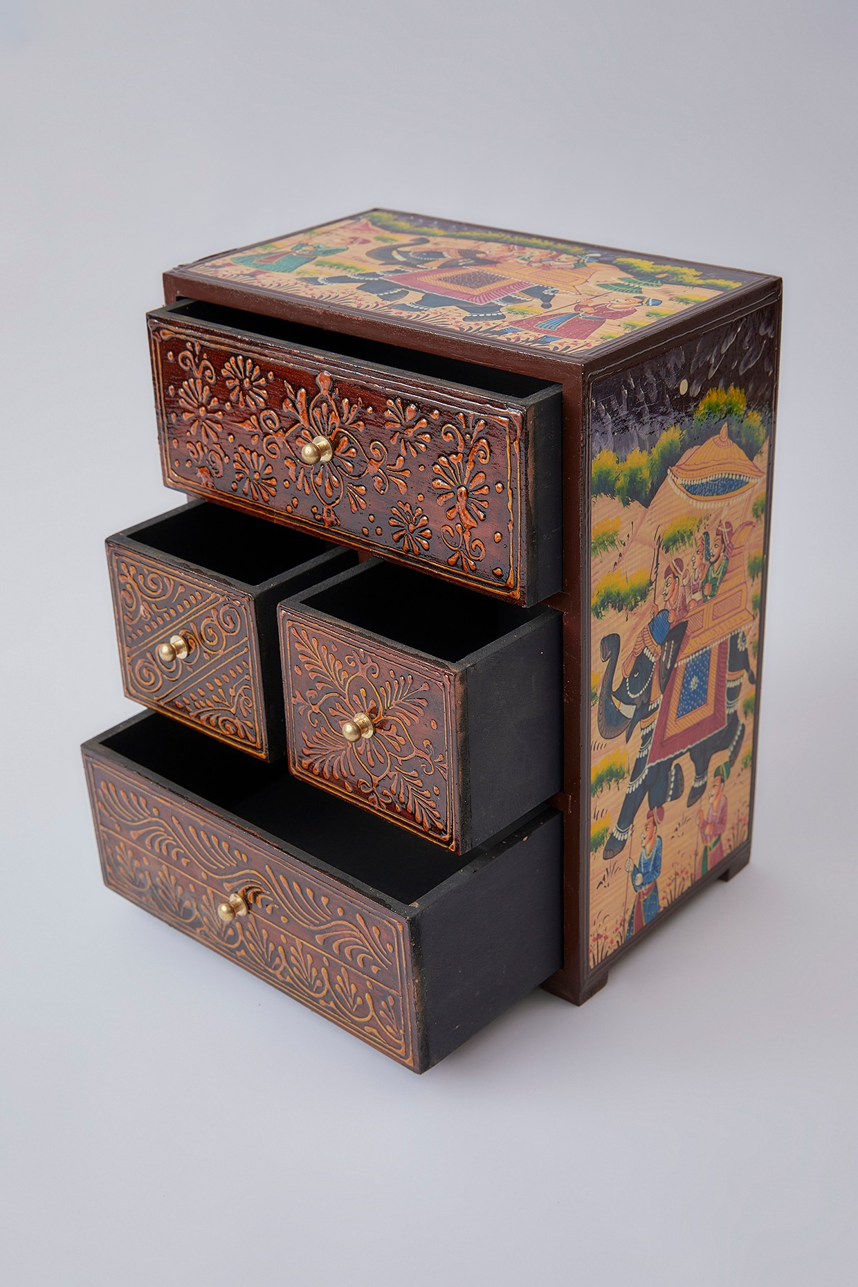 Brown Wooden Drawer Set With Cabinet by The Khabiyas Trunk by KJ at ...