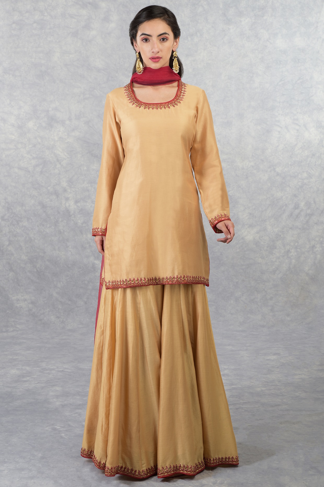Gold Hand Embroidered Sharara Set by Talking Threads at Pernia's Pop Up ...