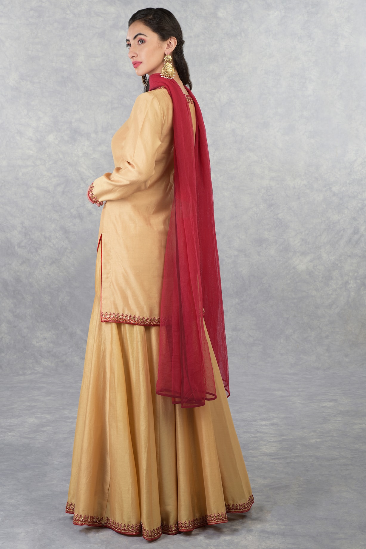 Gold Hand Embroidered Sharara Set by Talking Threads at Pernia's Pop Up ...
