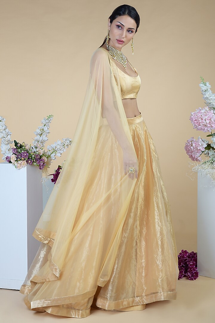 Gold Tissue Flared Lehenga Set by Talking Threads at Pernia's Pop Up ...
