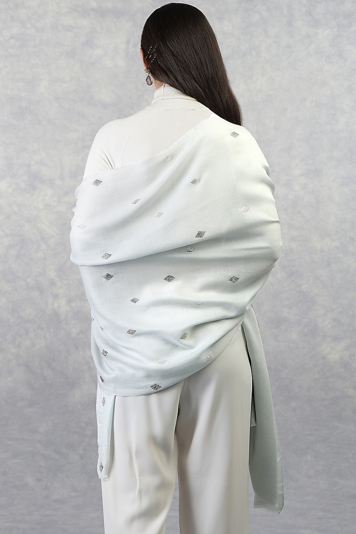 Silver-Grey Pure Cashmere Stole by Talking Threads at Pernia's Pop Up ...