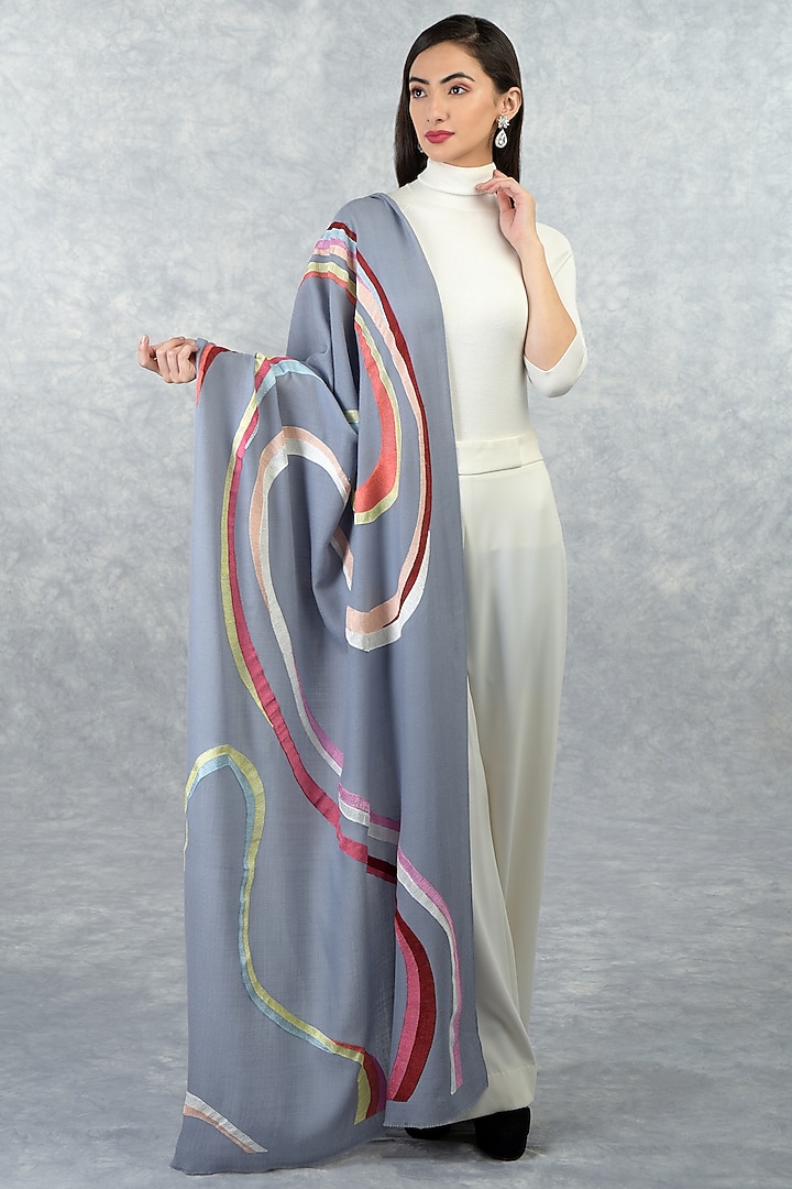 Cloud Blue Pure Cashmere Stole Design by Talking Threads at Pernia's ...