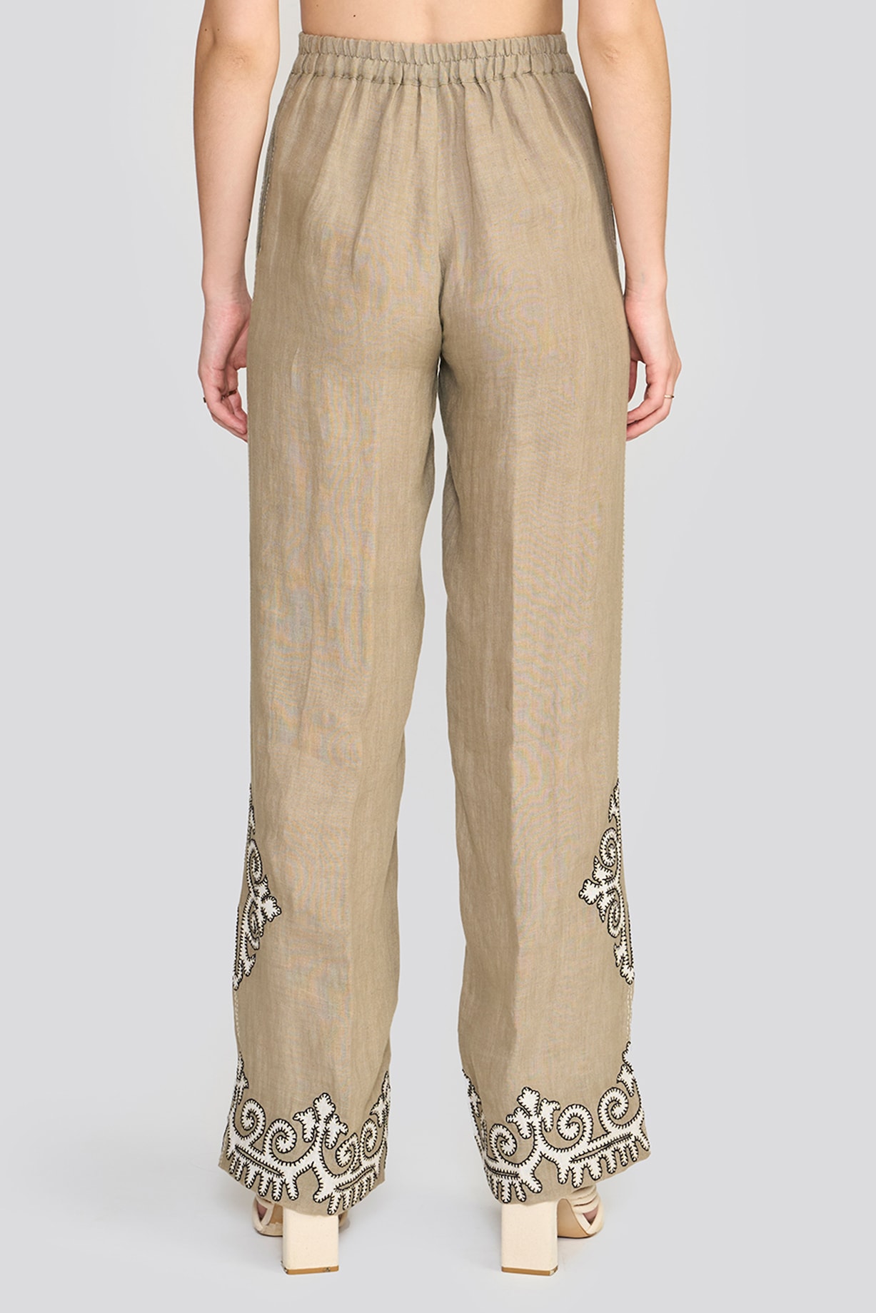 Sage Green Linen Treadle Embroidered Pants by talitha at Pernia's Pop ...