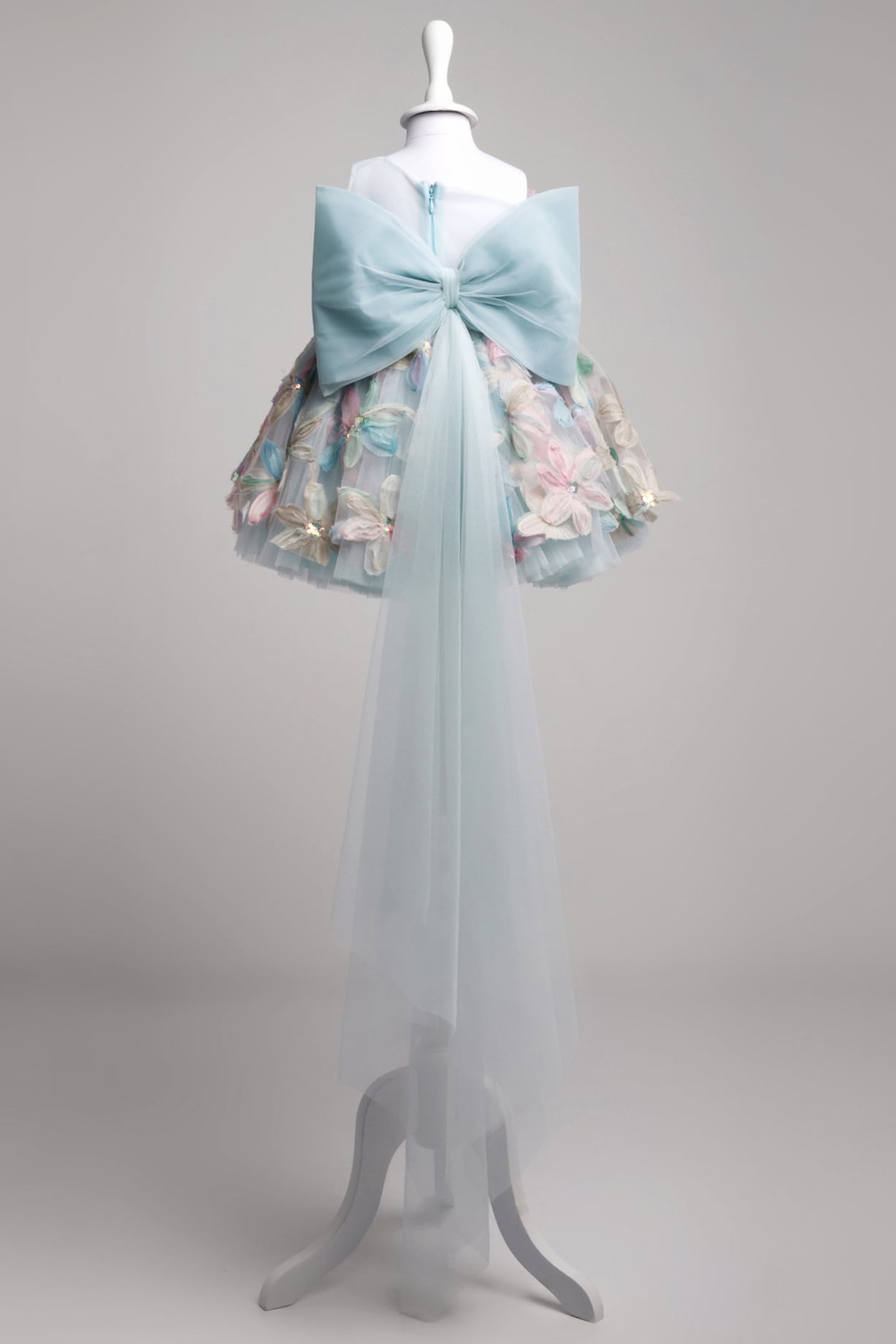 Blue Net Floral Dress For Girls by To My Niece at Pernia's Pop Up Shop 2026