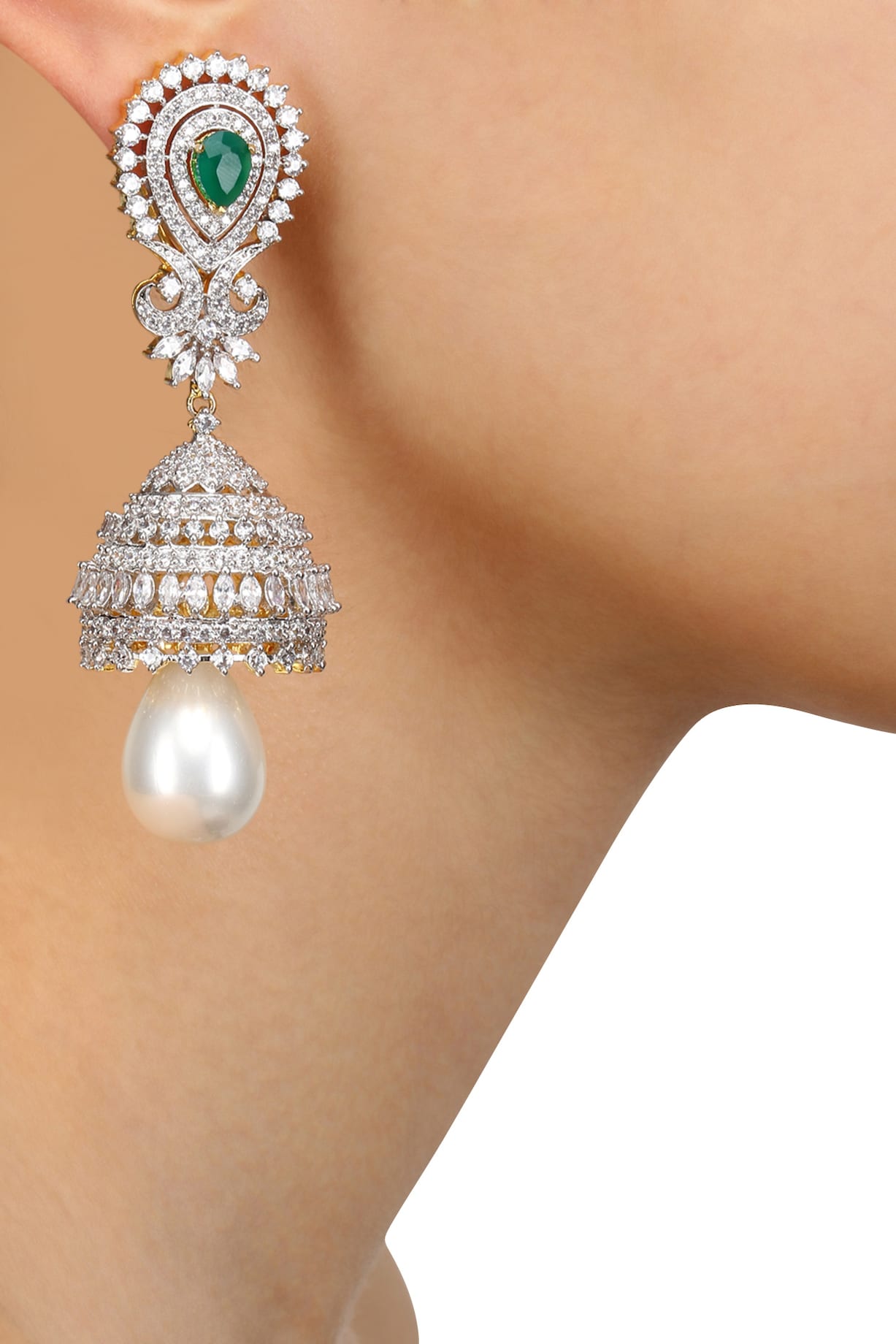 Tanzilla presents Rhodium and gold dual finish sapphire and emerald ...