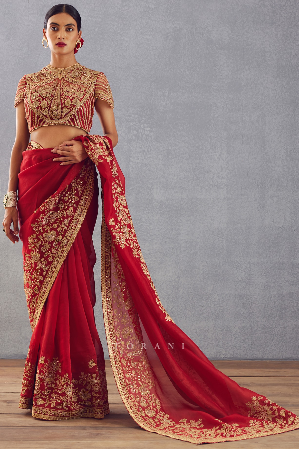 Bright Red Embroidered Blouse by TORANI at Pernia's Pop Up Shop 2025